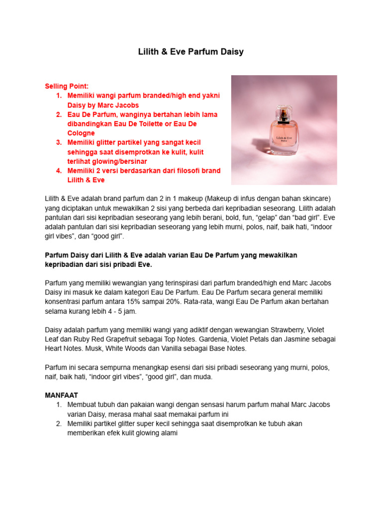 Lilith & Eve Prod. Information | PDF