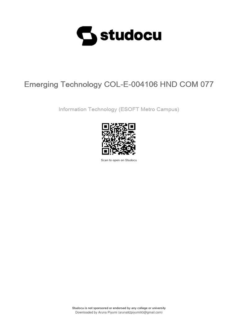 Emerging Technology Col e 004106 HND Com 077 | PDF | Internet Of Things ...