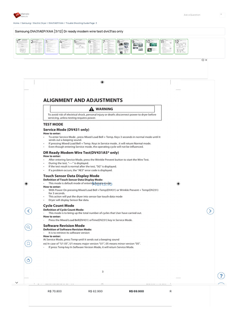 Samsung DV431AEP - XAA (1 - 12) Clothes Dryer-Pg3 | PDF | Computer ...