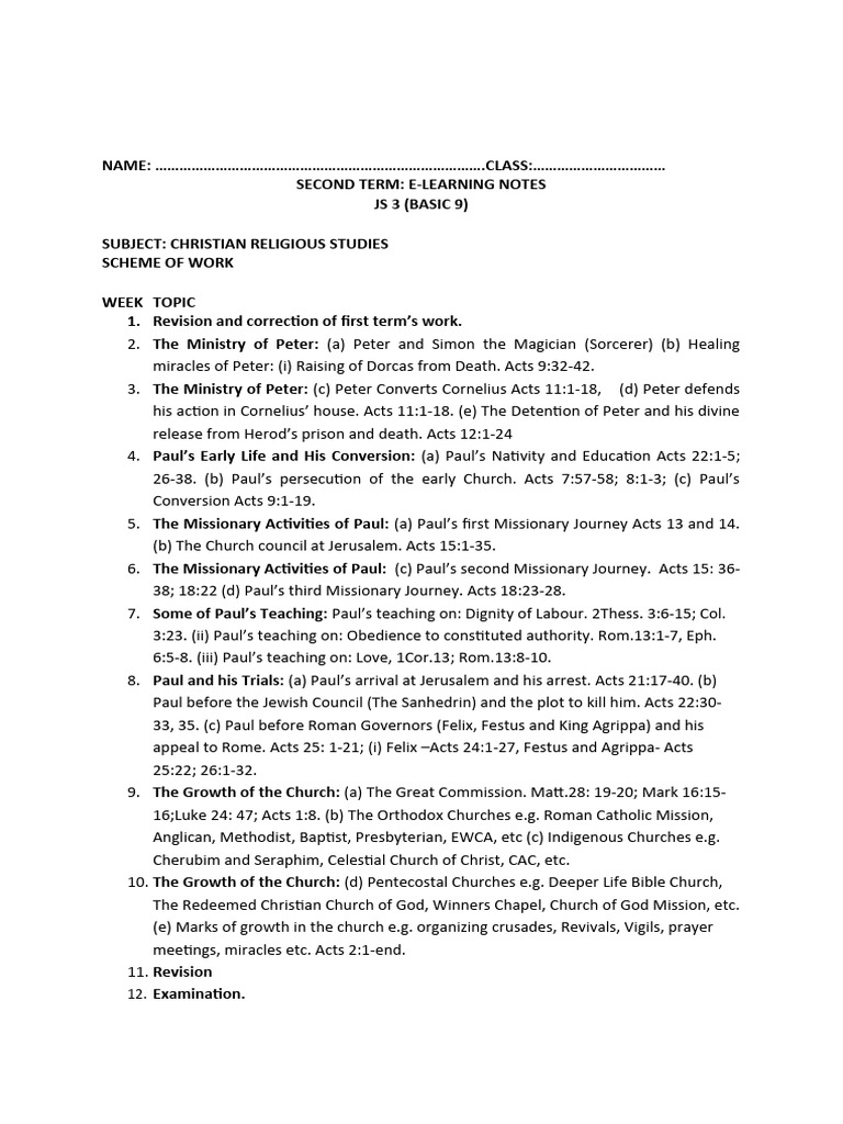 2ND Term JS 3 Christian Religious Studies Note Crkdoc-20200225-Wa0019 ...