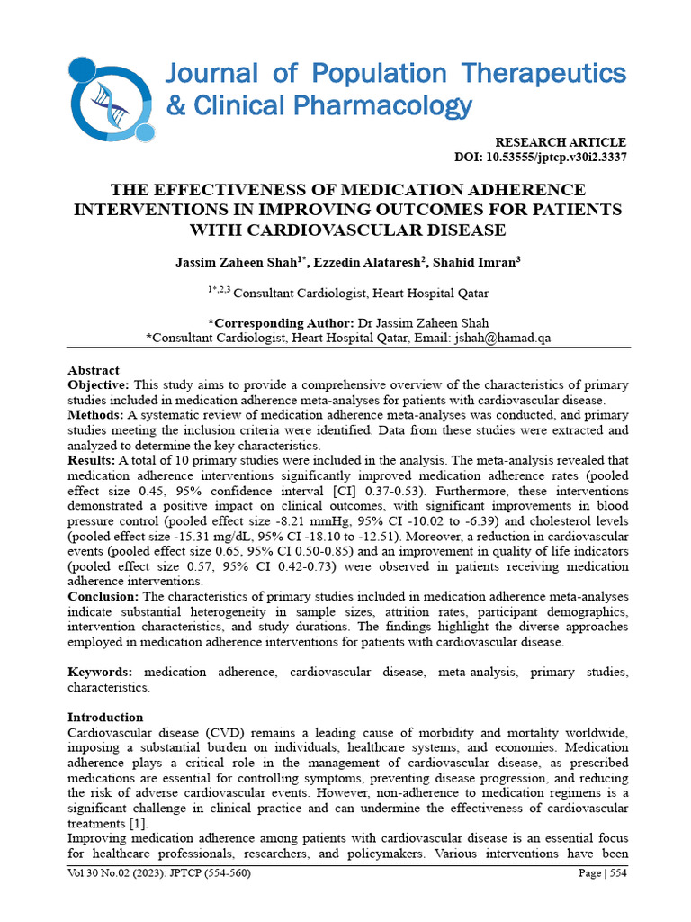 THE EFFECTIVENESS OF MEDICATION ADHERENCE INTERVENTIONS IN IMPROVING OUTCOMES FOR PATIENTS WITH ...