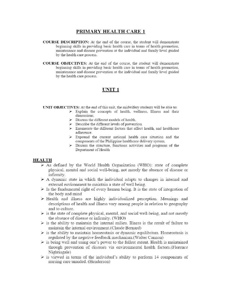 Primary Health Care 1 | PDF