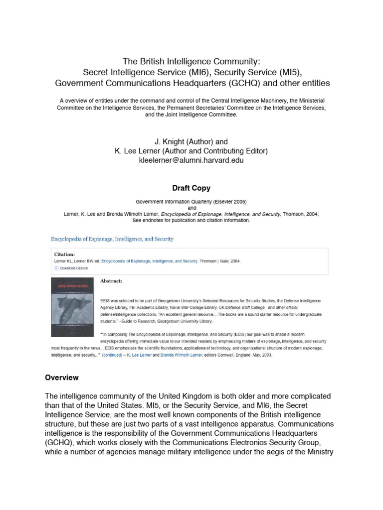 The British Intelligence Community Secre | PDF | Mi5 | Espionage