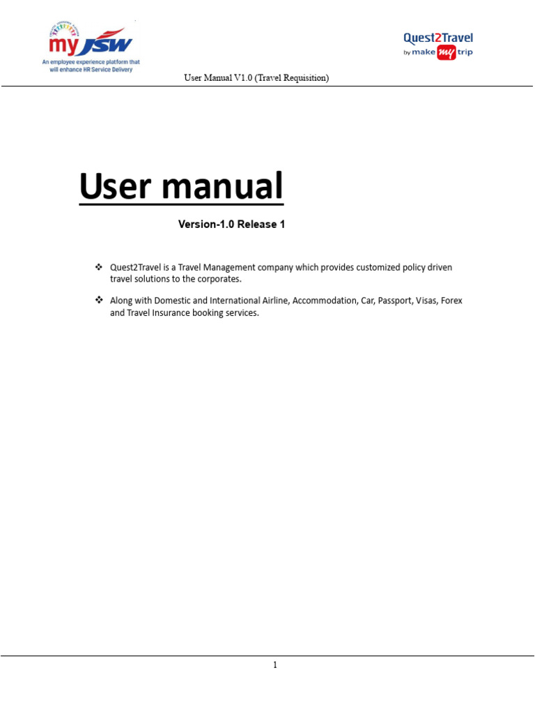User Manual Travel JSW | PDF