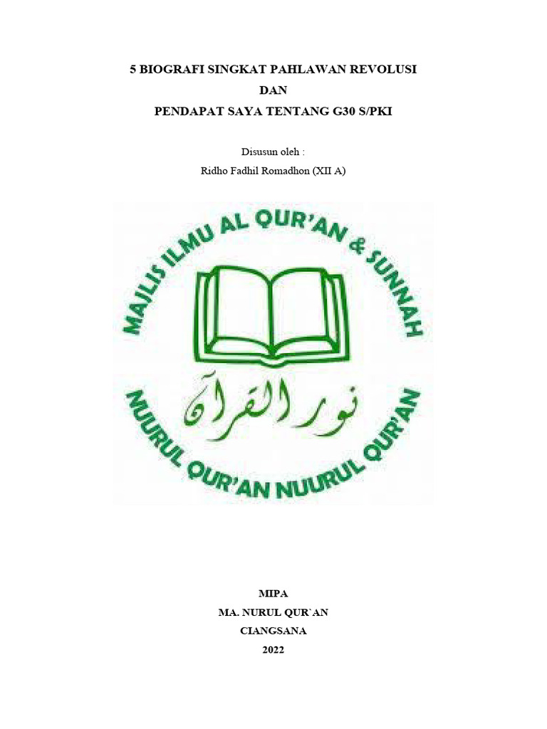 5 Biografi Singkat Pahlawan Revolusi Pdf