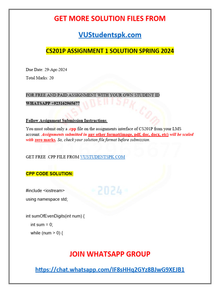 CS201P Assignment 1 Solution Spring 2024 | PDF | Computer Programming | Computing