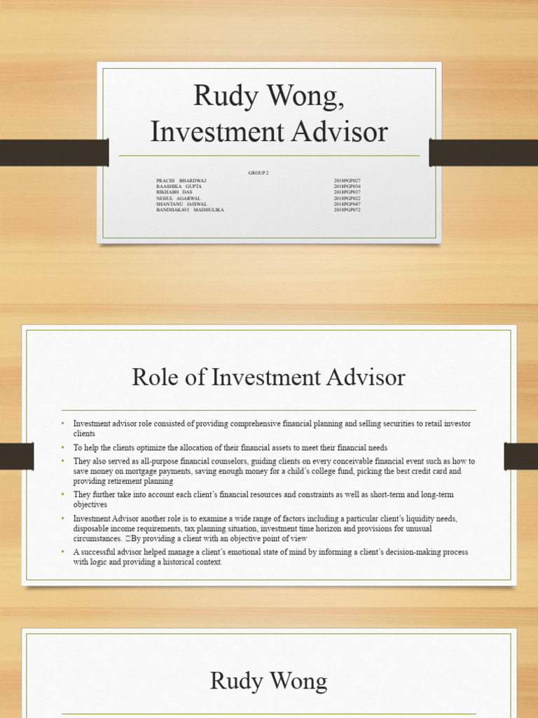 Rudy Wong, Investment Advisor | PDF | Investing | Stocks
