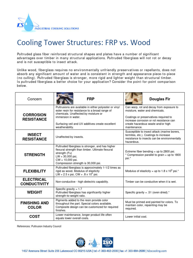 FRP vs. Wood: Cooling Tower Comparison | PDF | Fiberglass | Fibre ...