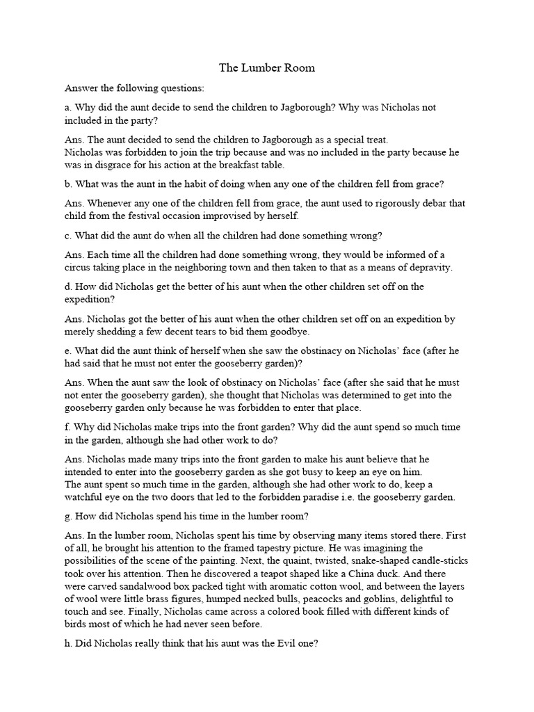 The Lumber Room | PDF