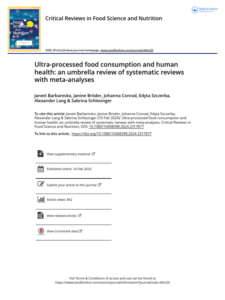 Ultra-Processed Food Consumption and Human Health An Umbrella Review of ...