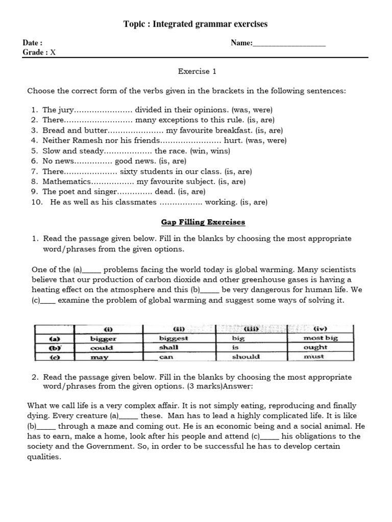 Integrated Grammar Worksheet For AG | PDF | Climate Change | Linguistics