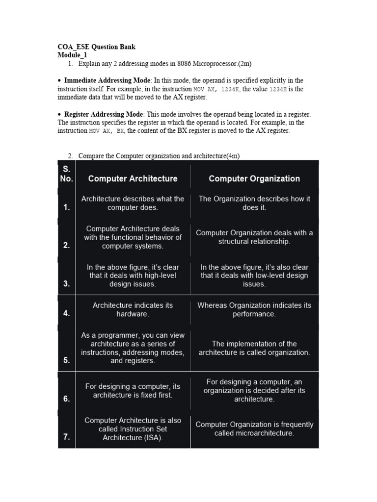 coa end sem qb | Download Free PDF | Cpu Cache | Read Only Memory