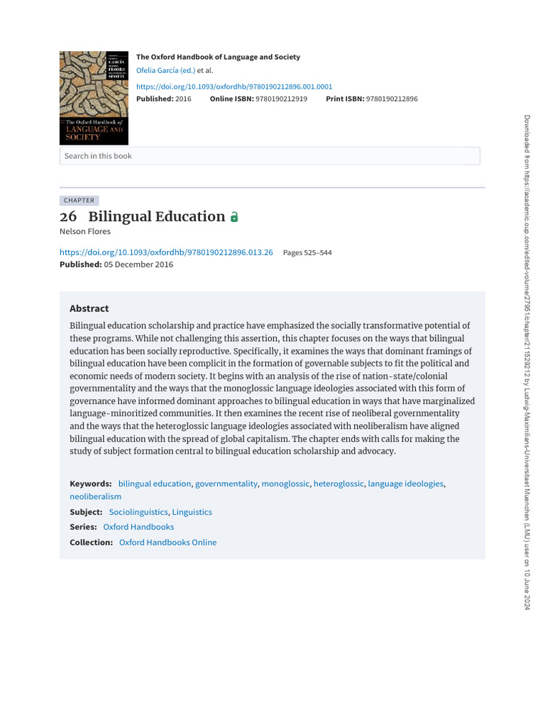 Bilingual Education Nelson Flores | PDF | Multilingualism | Second Language