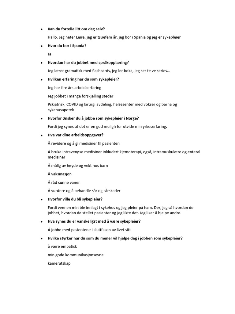 Kan Du Fortelle Litt Om Deg Selv | PDF