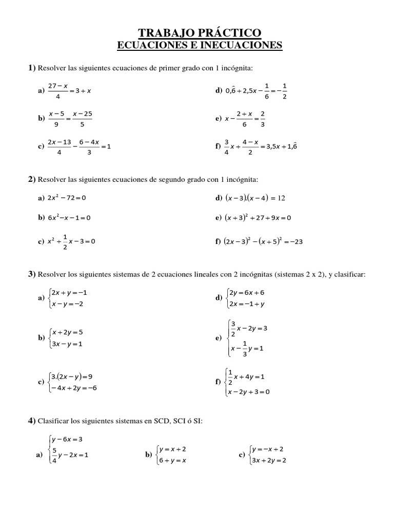 MAT UNIDAD 4 ECUACIONES E INECUACIONES --4-- | PDF | Conceptos ...
