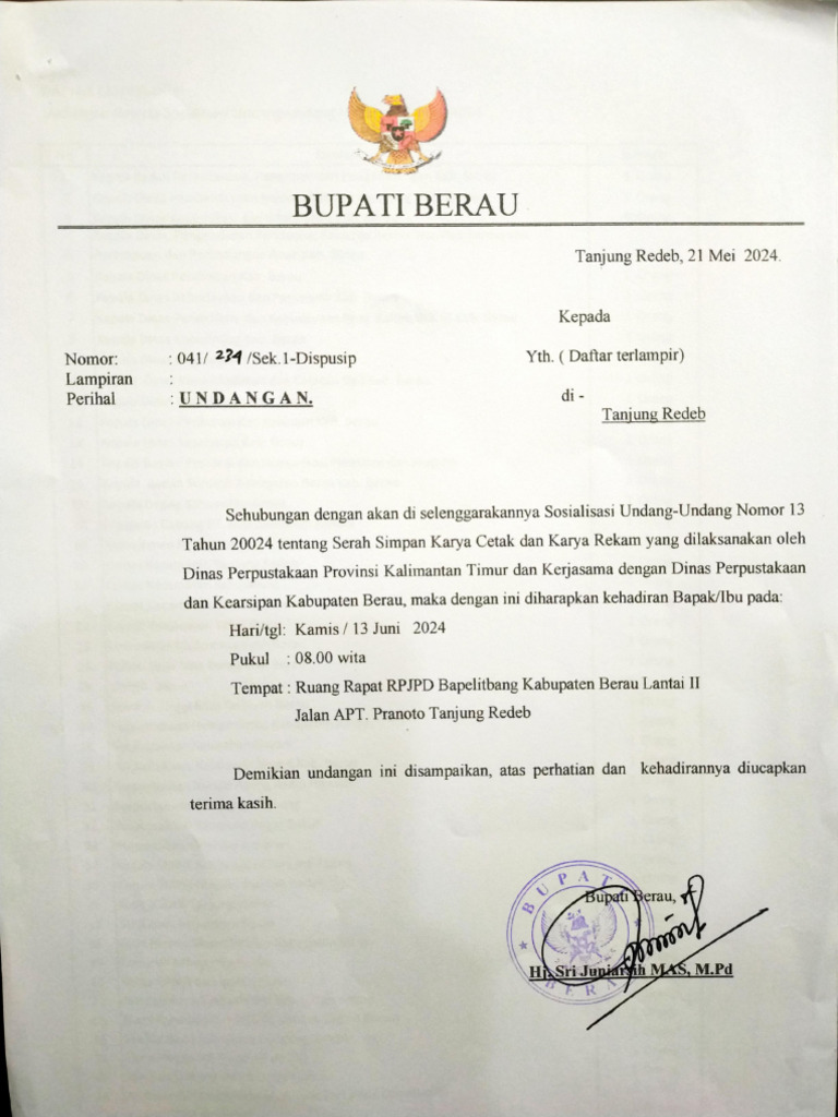 Undangan Sosialisasi KCKR 2024 | PDF