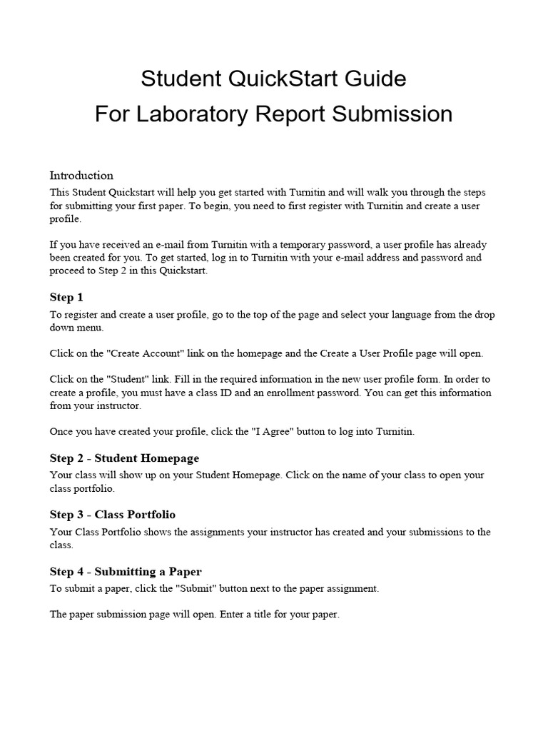 Student QuickStart Guide (Turnitin) | PDF | Turnitin | Login