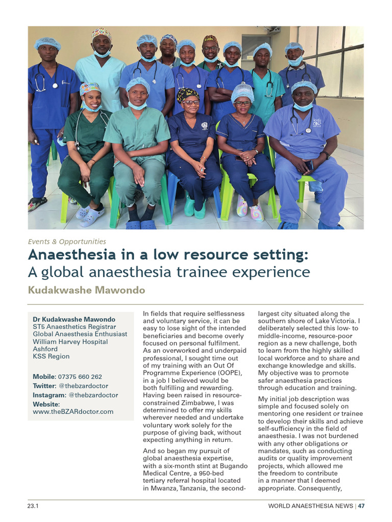 Global Anaesthesia Trainee's Journey | PDF | Surgery | Anesthesia