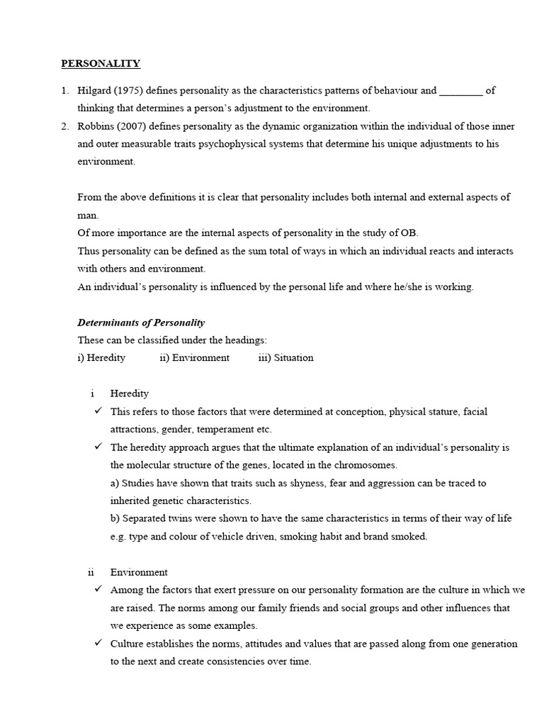 Personality | PDF | Id | Extraversion And Introversion