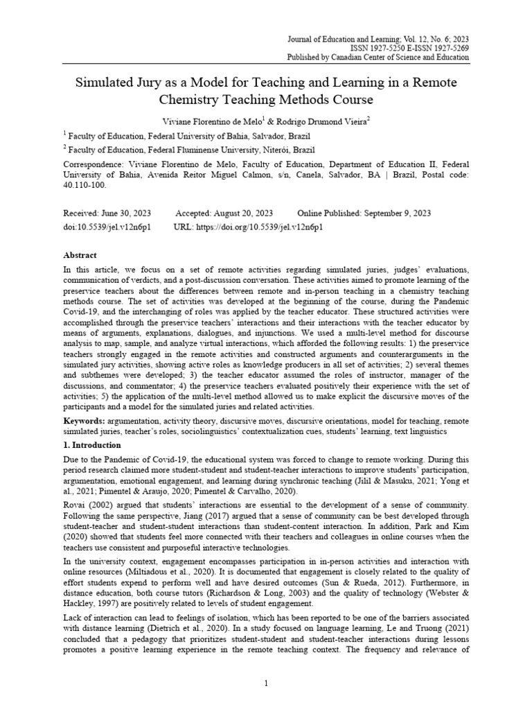 Simulated Jury As A Model For Teaching and Learning | PDF | Distance ...