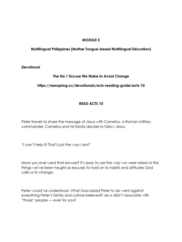 Module 5 MTB Mle | PDF | First Language | Multilingualism