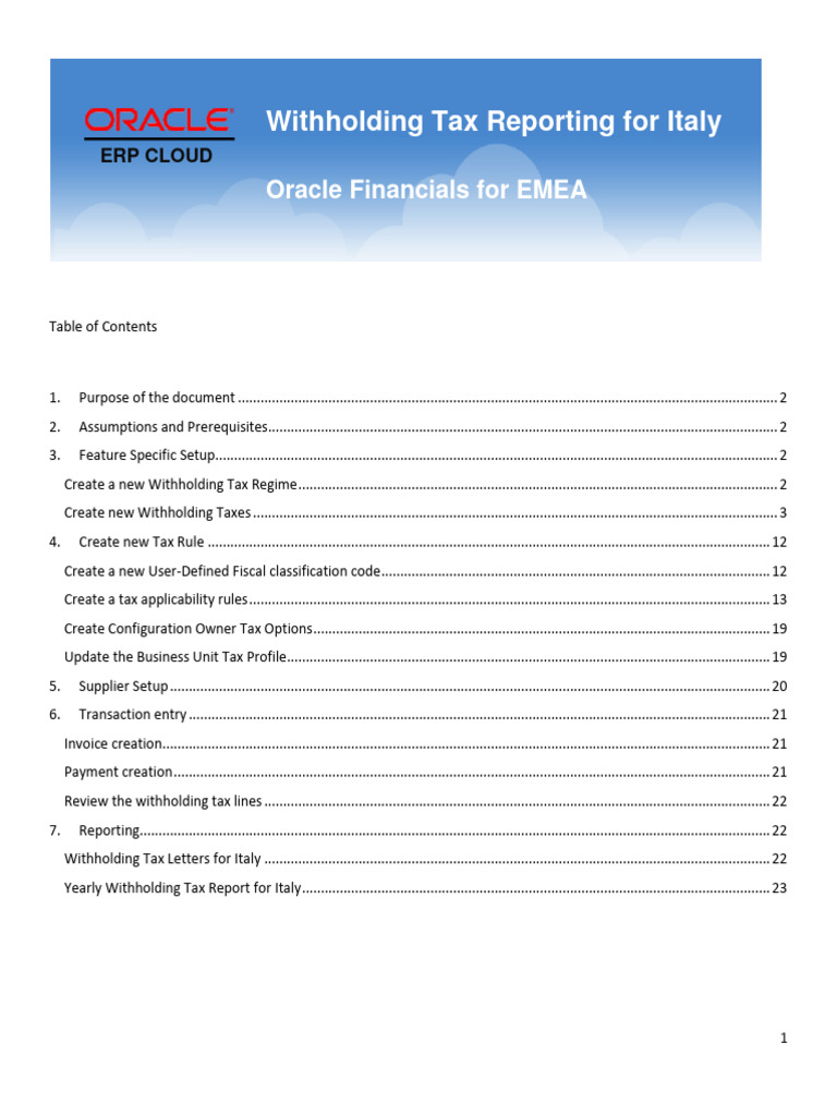 Withholding Tax Italy Topical Essay | PDF | Accounts Payable | Taxes