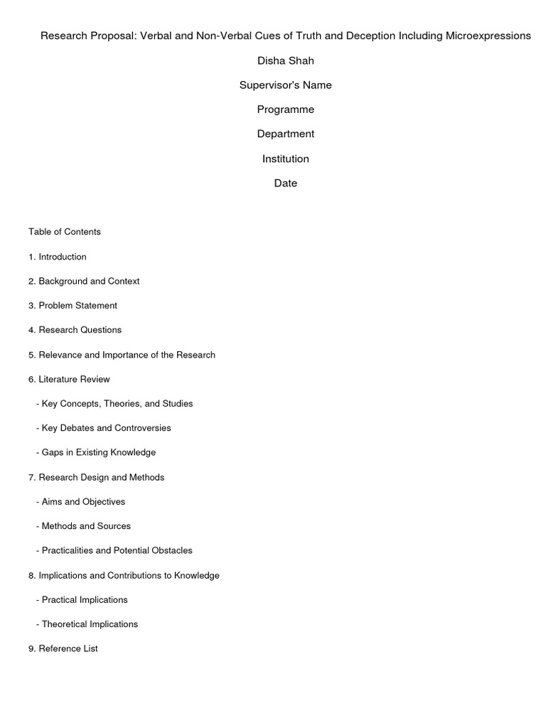 Research Proposal Verbal Nonverbal Cues | PDF | Nonverbal Communication ...