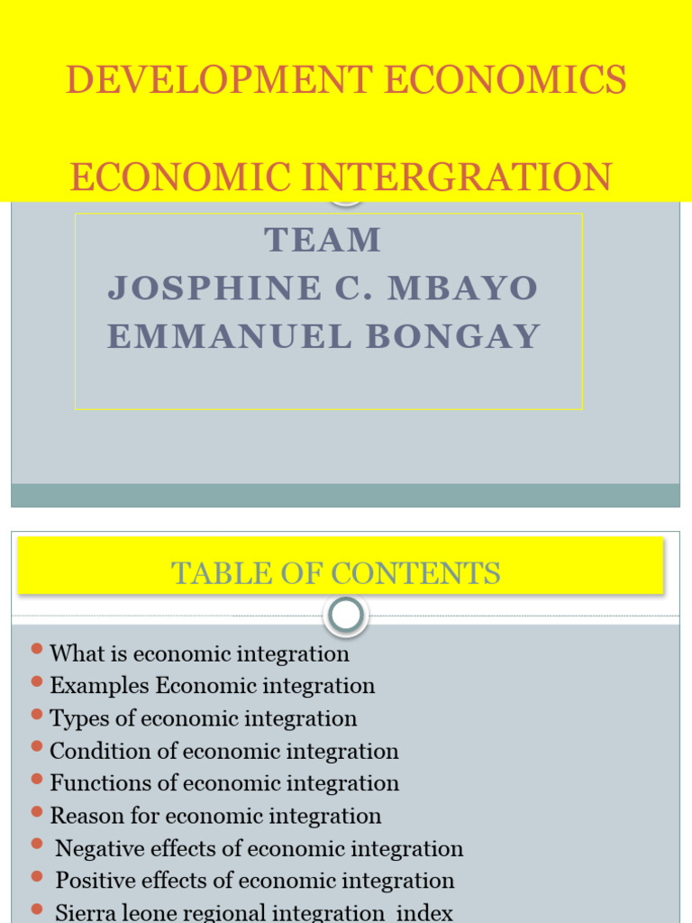 Development Economics | PDF | Economic Integration | Free Trade