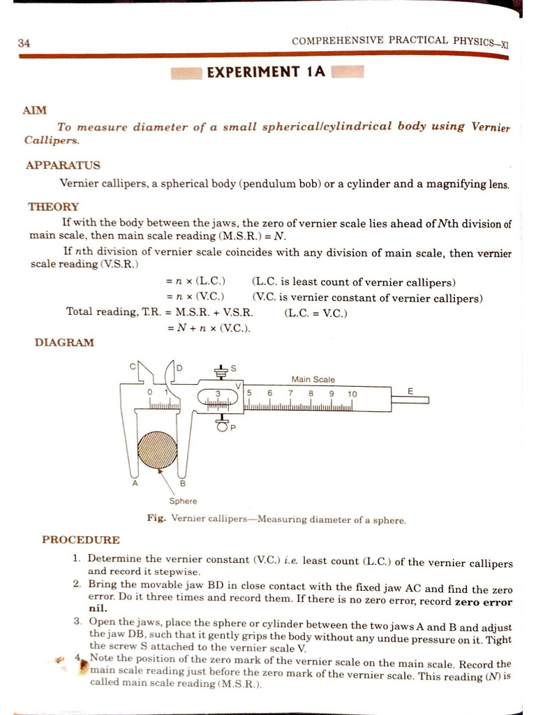 Class XI Physics Practicals | PDF