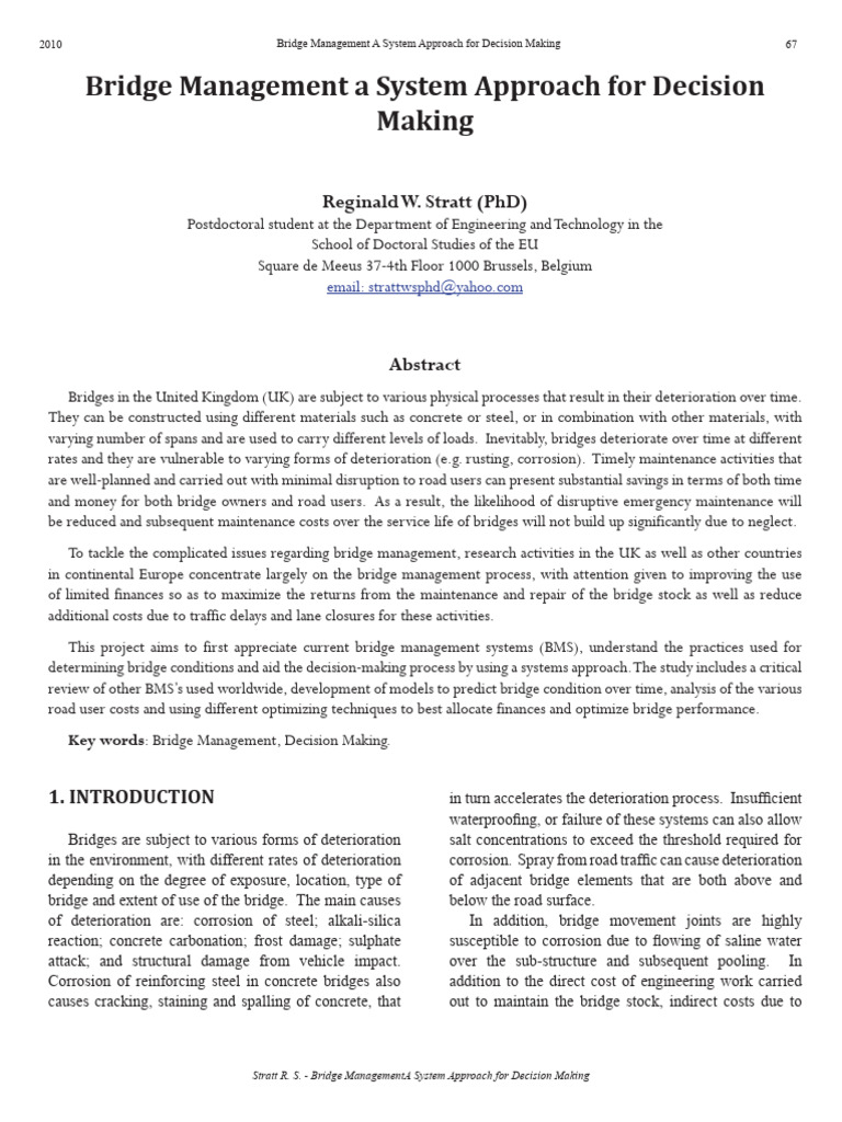 Bridge Management A System Approach For Decision Making | PDF | Bridge