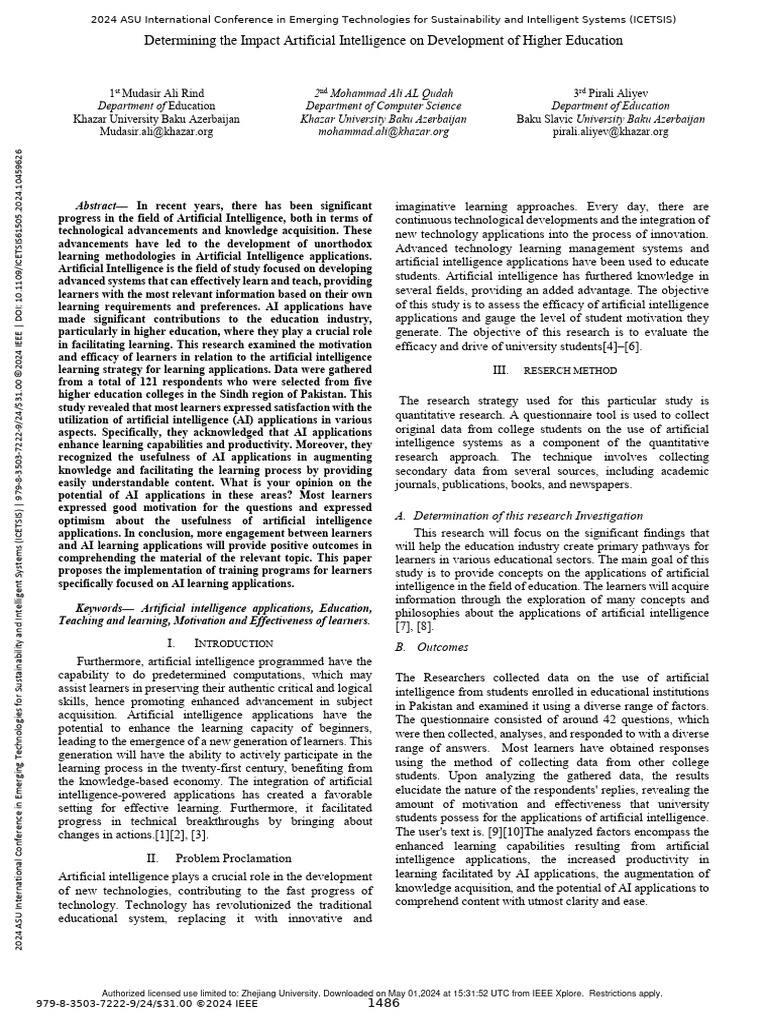 Determining The Impact Artificial Intelligence On Development of Higher Education | PDF ...