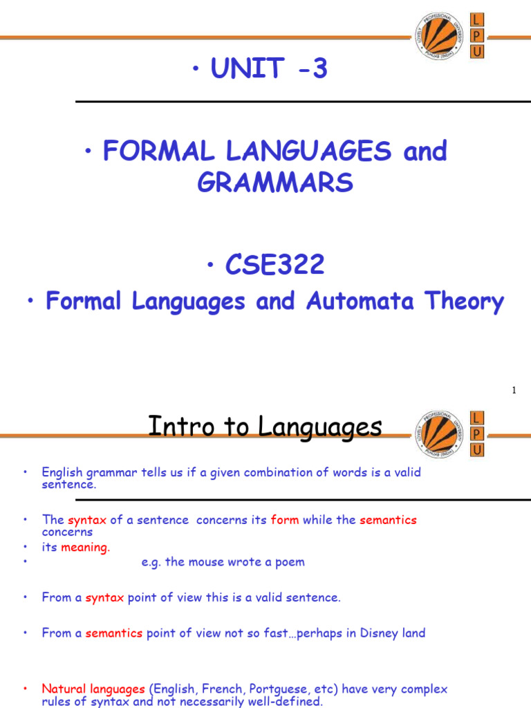 LanguagesandGrammars Unit 3 | PDF | Syntax | Semantics