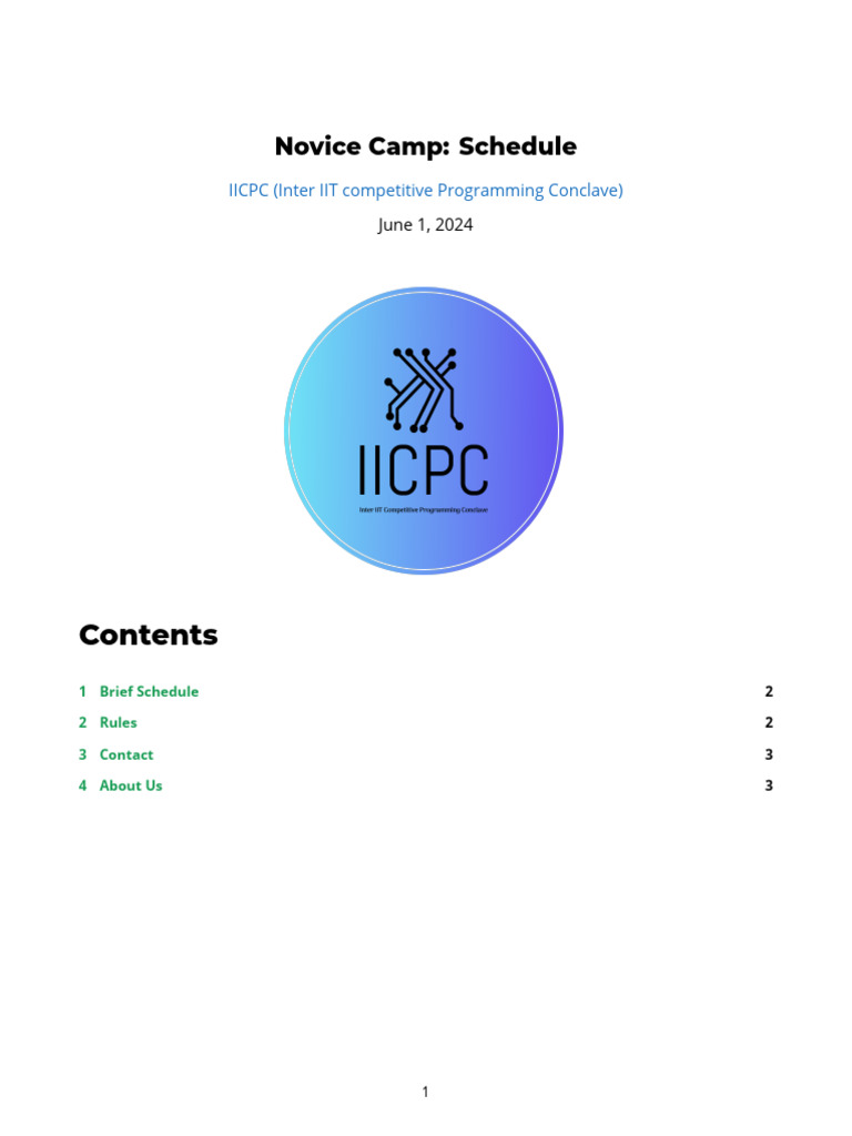novice_camp_schedule | PDF | Computer Programming | Computing