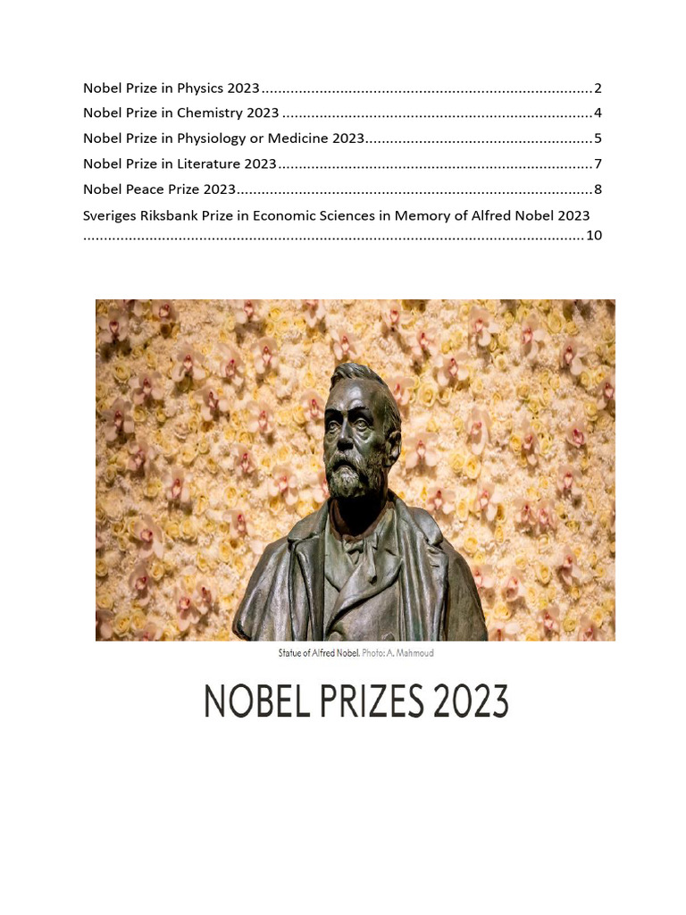 Nobel Prize Winners 2023 List | PDF | Nobel Prize