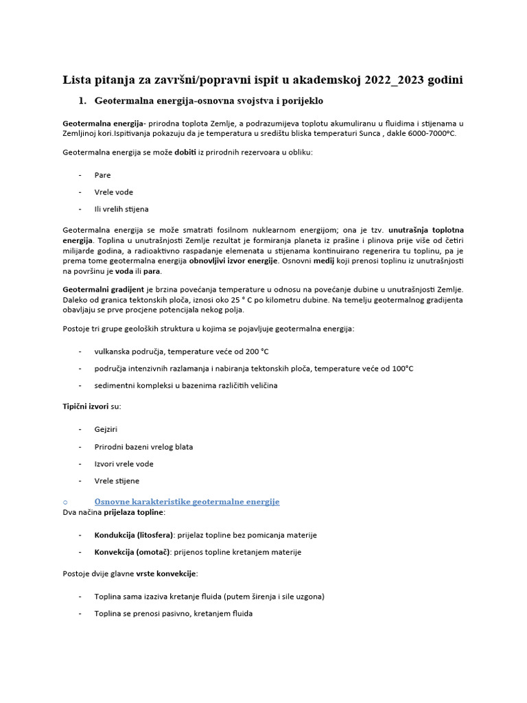 Lista Pitanja Za Završni - Popravni Ispit - Akad - 2022 - 2023 3 | PDF