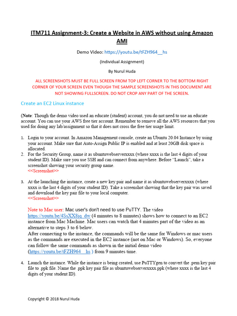 Assignment3-Create A Website in AWS Without Using Amazon AMI | PDF | Sudo | World Wide Web