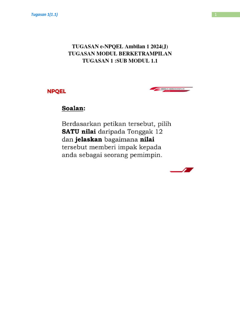 Tugasan 1 (1.1) Tonggak 12 | PDF