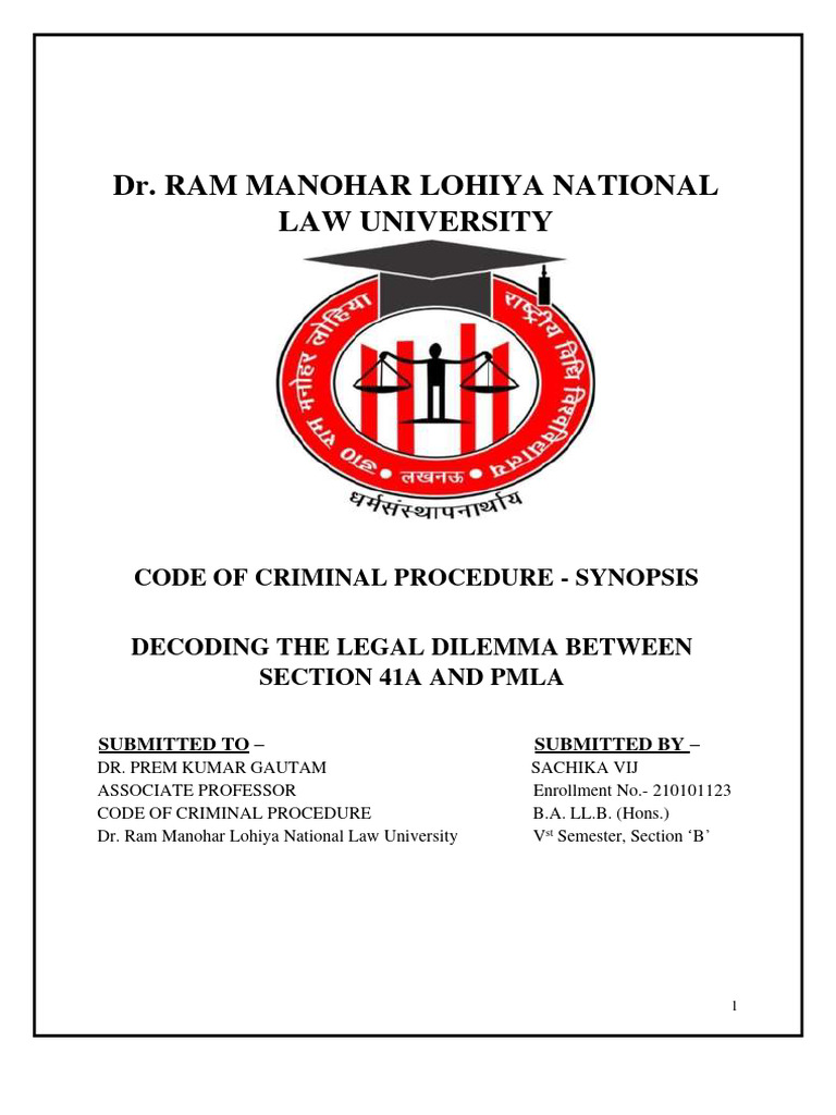 CRPC Synopsis - Sachika Vij | PDF | Arrest | Public Sphere