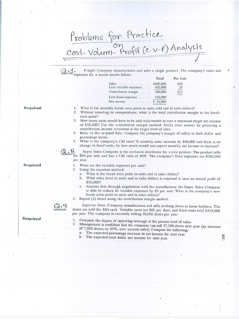 3e Problem For Practice CVP | PDF