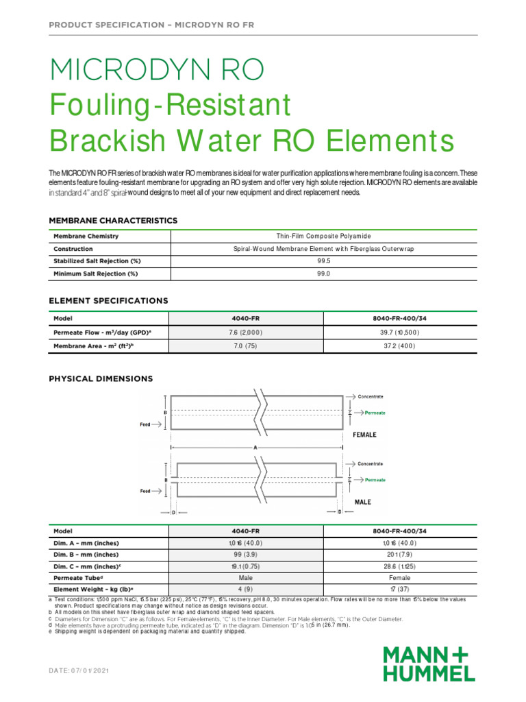 Microdyn Ro FR | PDF | Membrane | Chemistry