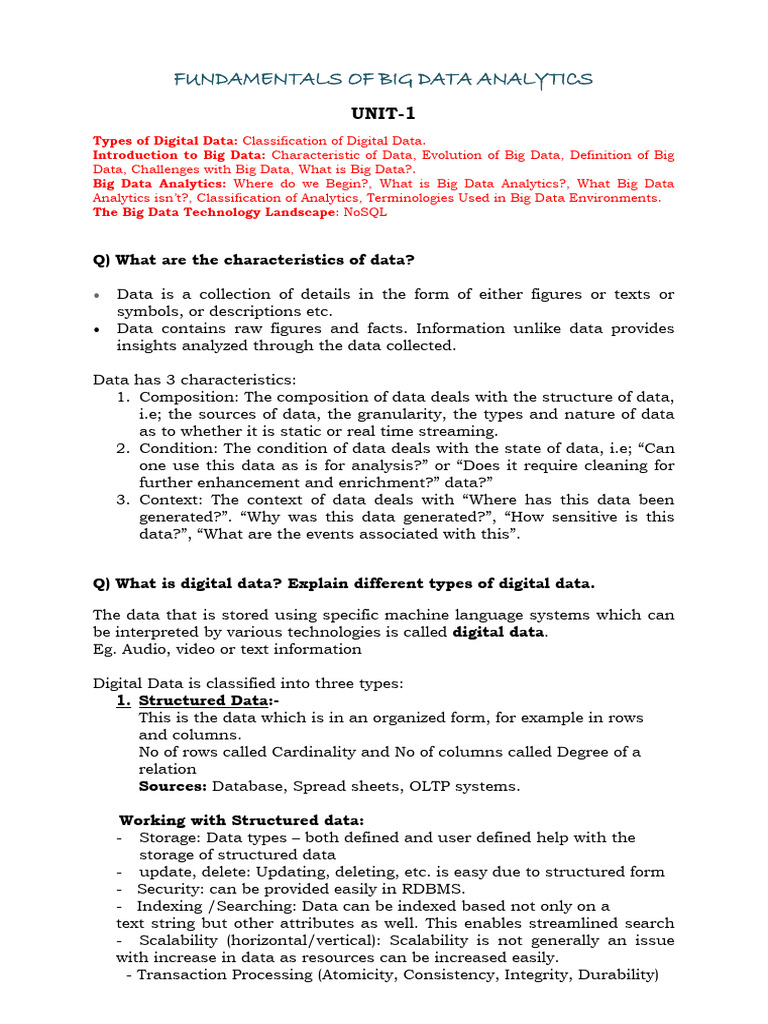 Big Data Analytics Qb | Download Free PDF | Apache Hadoop | No Sql