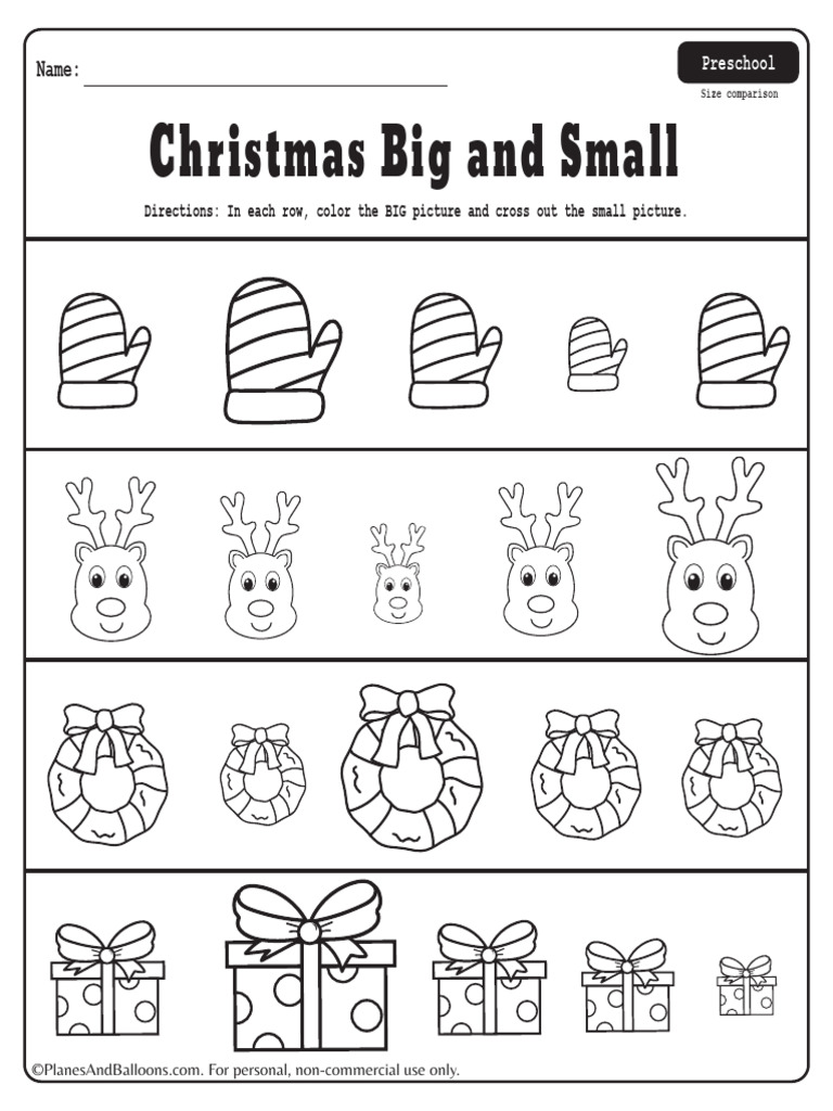 Christmas Size Comparison Activity | PDF