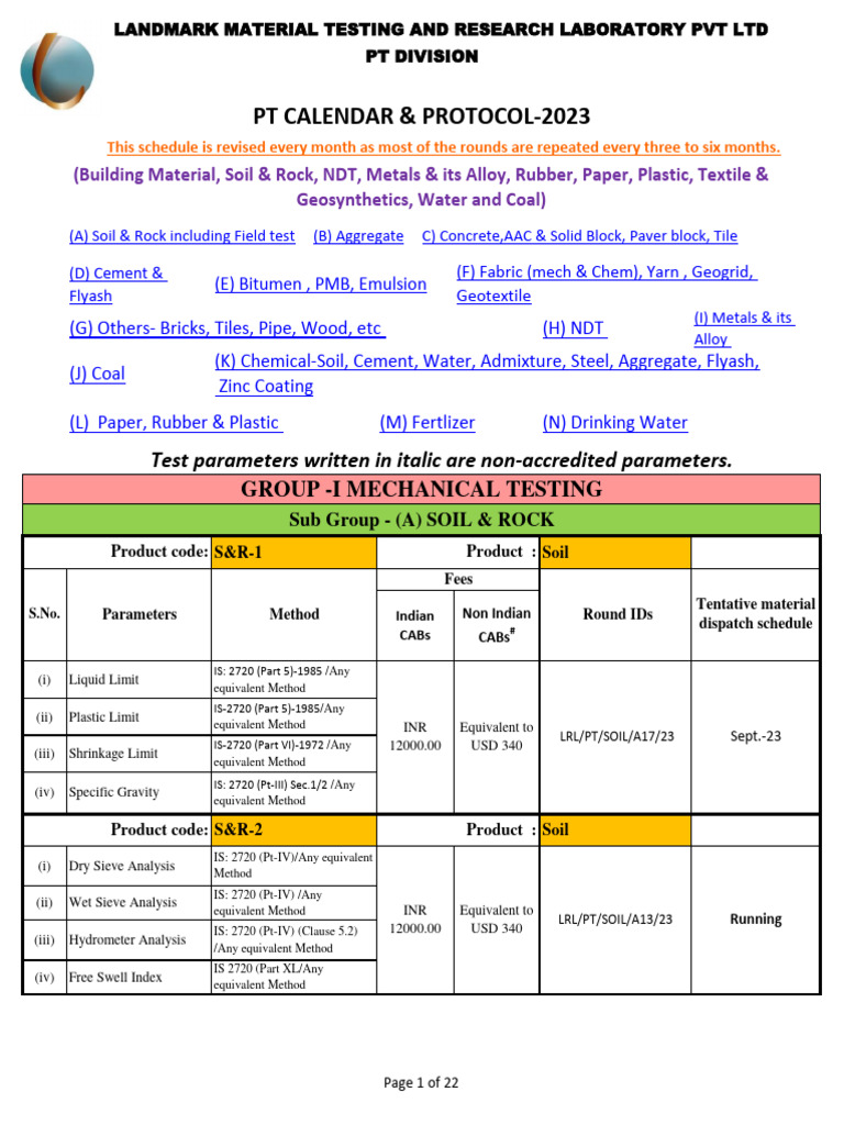 PT Calendar & Protocol - Aug.23 | PDF | Concrete | Pipe (Fluid Conveyance)