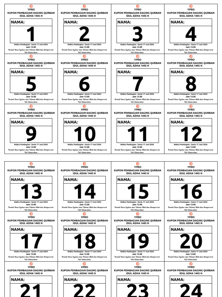 Pembagian Kupon Qurban 2024 | PDF