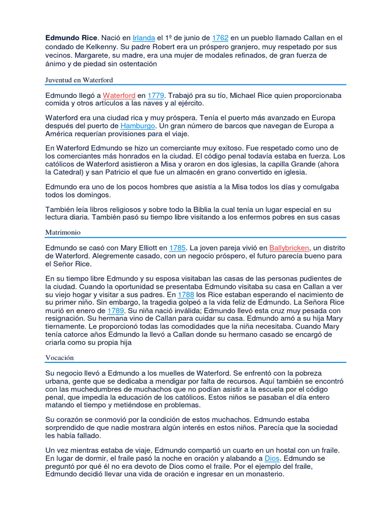 Edmundo Rice | PDF | Oración | María, madre de Jesús