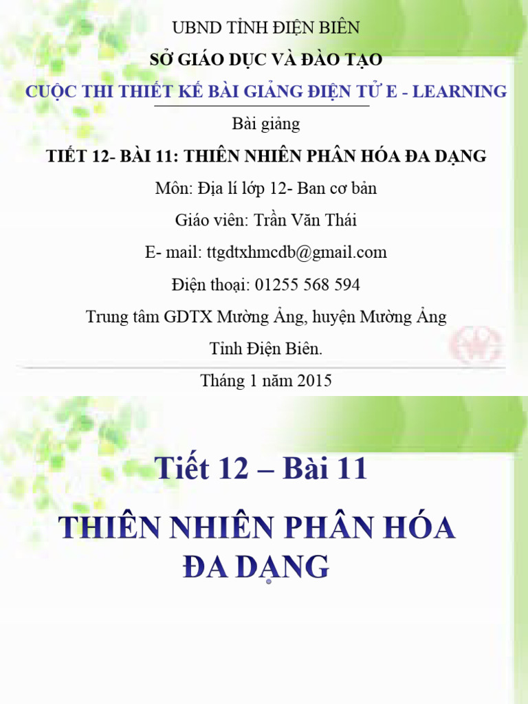 Bai 11 Thien Nhien Phan Hoa Da Dang 1 | PDF