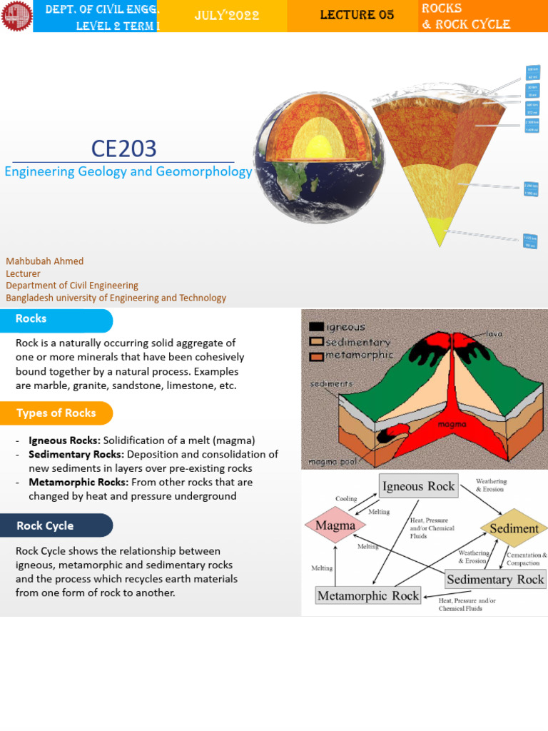 CE 203 Lecture05 | PDF | Sedimentary Rock | Igneous Rock