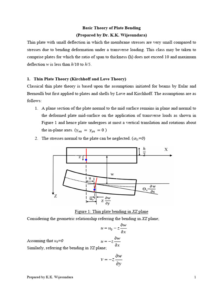 Basic Theory of Plate Bending | PDF | Bending | Mathematical Concepts