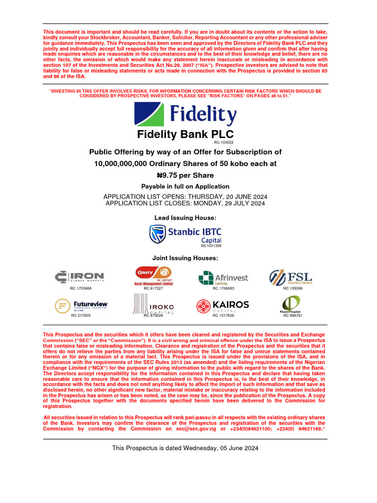 Prospectus | PDF | Securities (Finance) | Banks