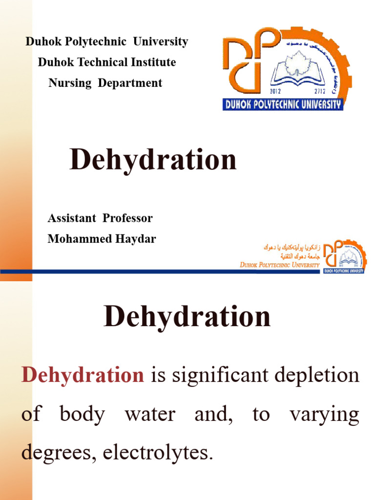 Dehydration: Duhok Polytechnic University Duhok Technical Institute ...